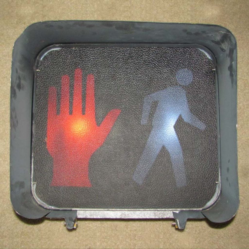 16inch-incandescent-man-hand - Twin Green Traffic Signals